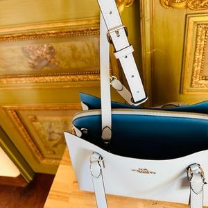 Coach | Bags | Coach Tatum Leather Large Powder Blue Handbag Purse Nwt ...